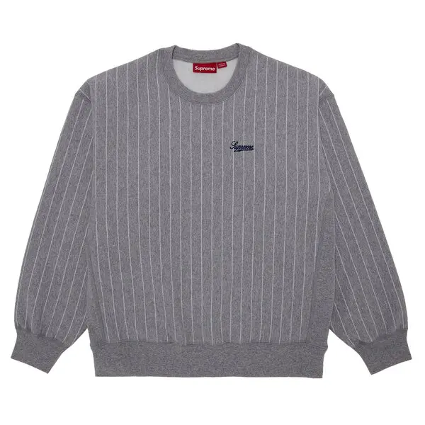 Supreme Pinstripe Crewneck 'heather - Grey
