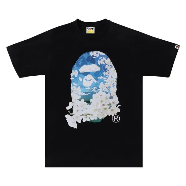 A BATHING APE Sakura Photo Ape Head Tee - Black