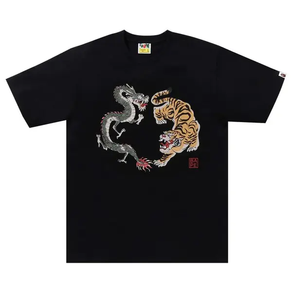 A BATHING APE Tiger And Dragon Graphic Tee - Black