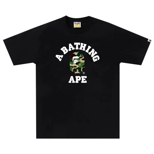 A BATHING APE Abc Camo College Tee /green - Black