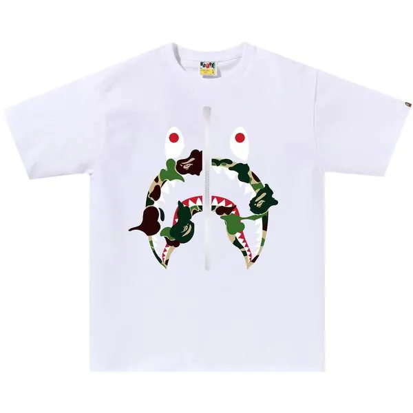 A BATHING APE Abc Camo Rebuild Shark Tee /green - White