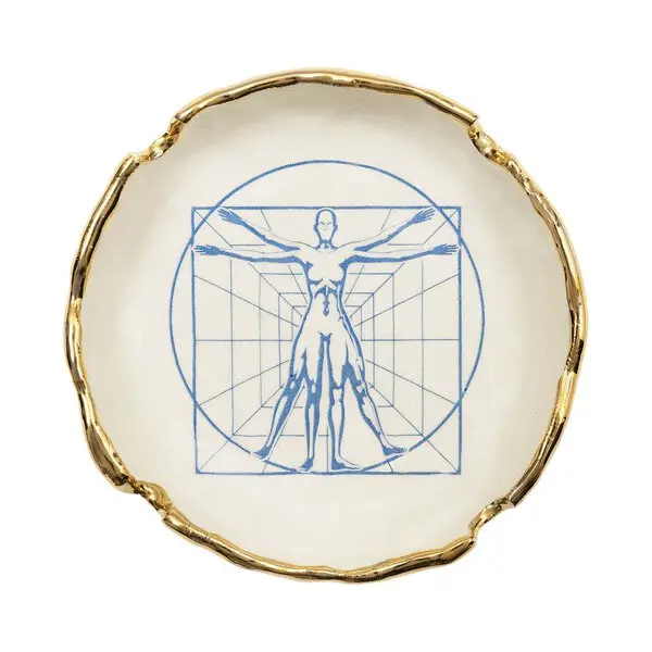 CAPSULE Vitruvian Icon Ashtray 'off White/golde/ Blue - Cream