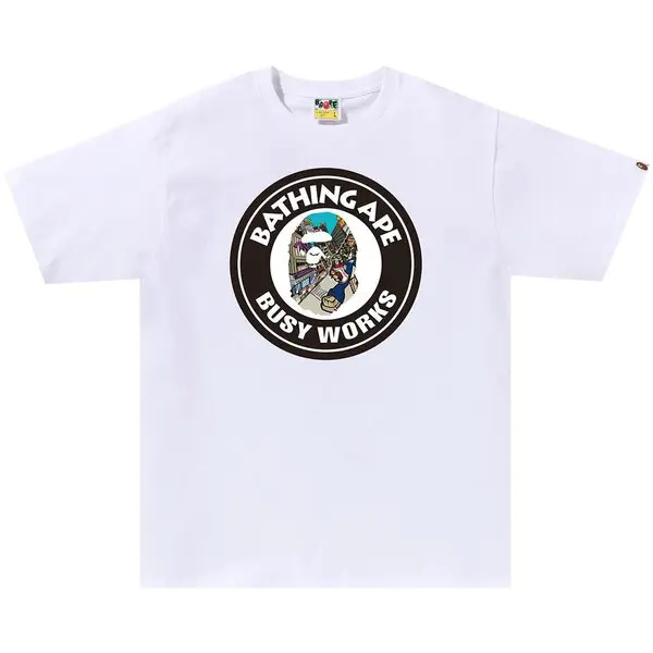 A BATHING APE Comic Art Busy Works Tee - White