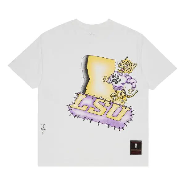 CACTUS JACK BY TRAVIS SCOTT X Mitchell & Ness Louisiana State University Handdrawn Tee - White