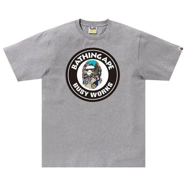 A BATHING APE Comic Art Busy Works Tee - Grey