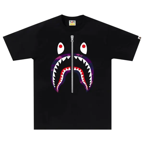 A BATHING APE Color Camo Shark Tee /purple - Black