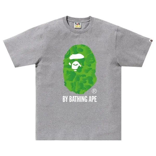 A BATHING APE Ink Camo Ape Head Tee - Grey