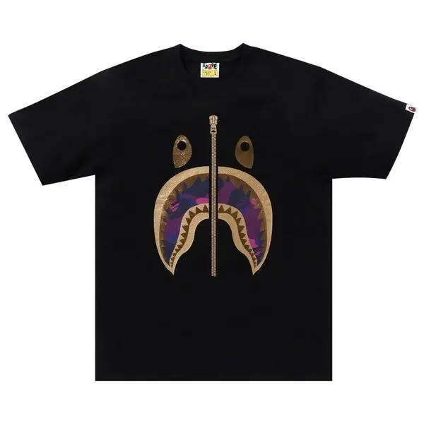 A BATHING APE Color Camo Shark Tee - Black
