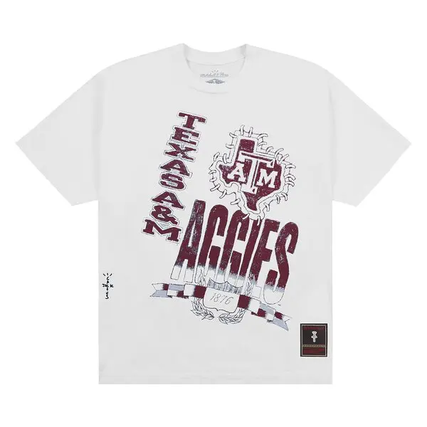 CACTUS JACK BY TRAVIS SCOTT X Mitchell & Ness Texas A&m University Handdrawn Tee - White