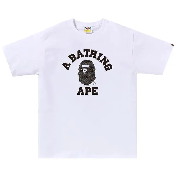 A BATHING APE Layered Line Camo College Tee - White