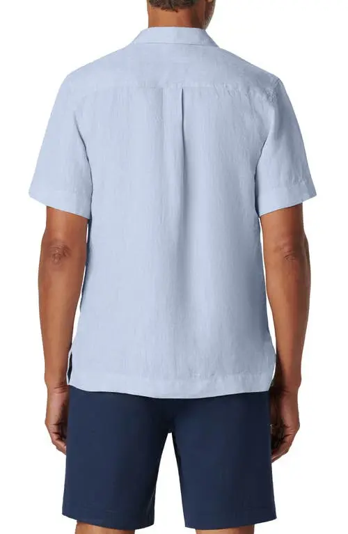 Bugatchi Linen Camp Shirt - Sky