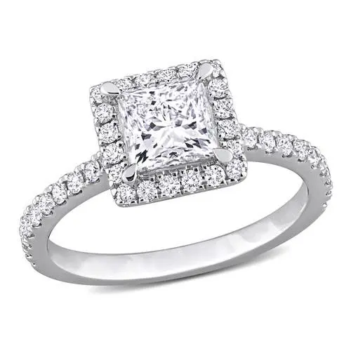JULIANNA B. 1-1/2 Ctw Lab-grown Diamond Princess Halo Ring In 14k - White Gold