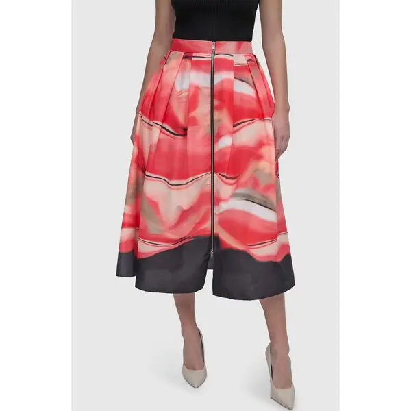 Dkny Abstract Print Flared Skirt