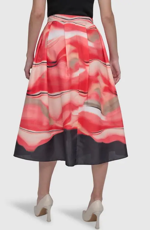 Dkny Abstract Print Flared Skirt