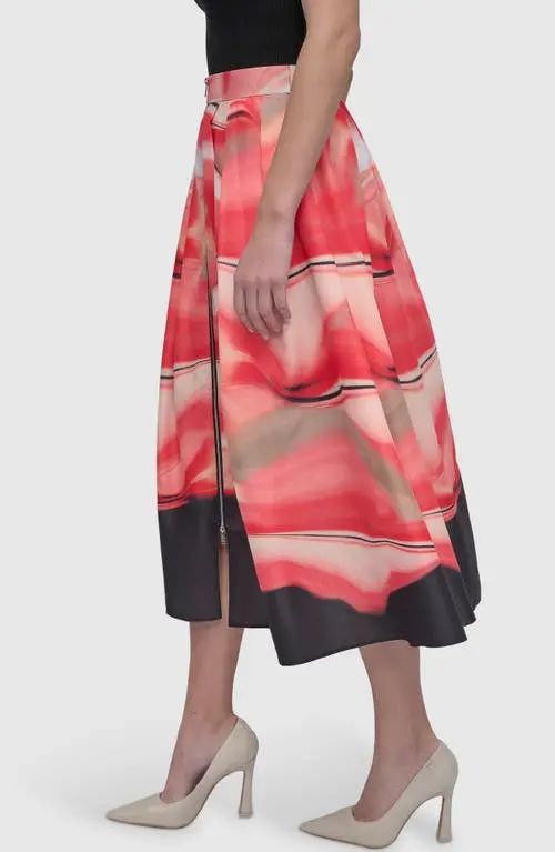 Dkny Abstract Print Flared Skirt