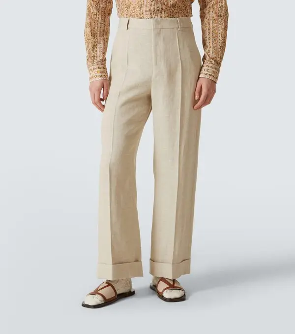 Valentino Garavani Linen-blend Straight Leg Trousers
