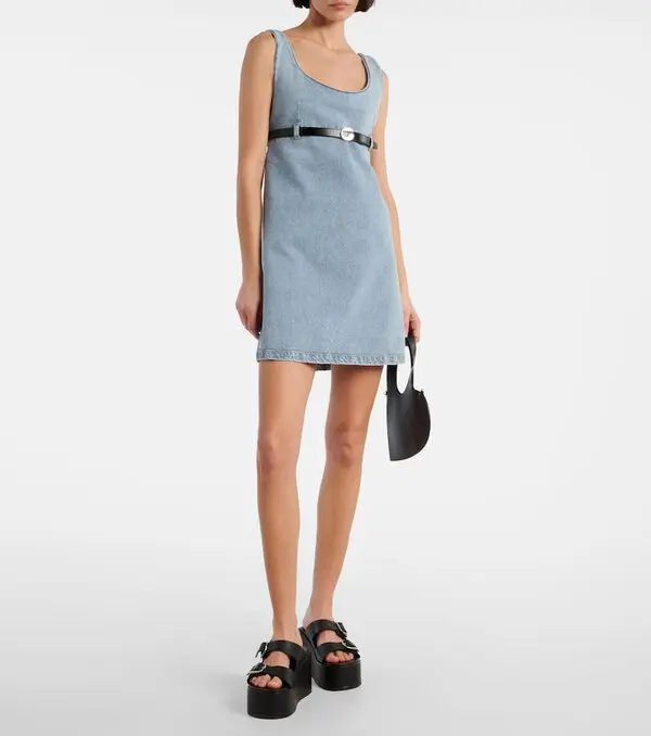 Coperni Belted Denim Minidress - Blue