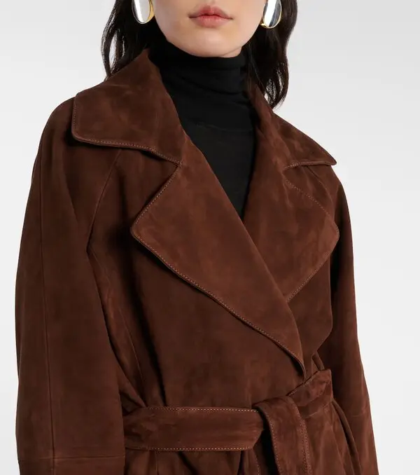 Nour Hammour Althea Suede Wrap Coat