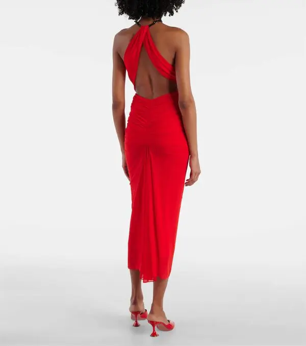 MUGLER Ruched Halterneck Midi Dress