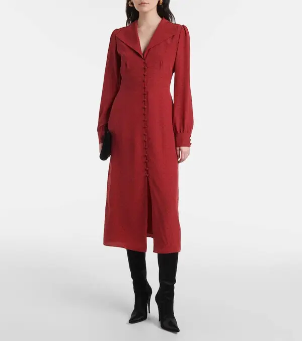 Alessandra Rich Polka-dot Silk Midi Dress