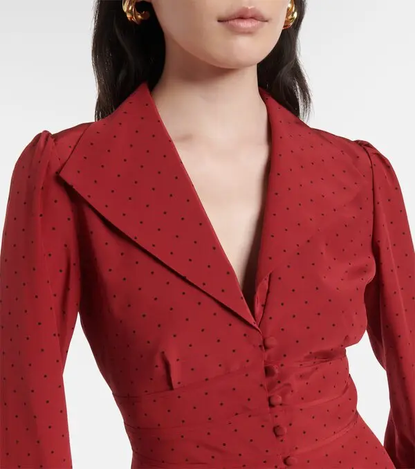 Alessandra Rich Polka-dot Silk Midi Dress