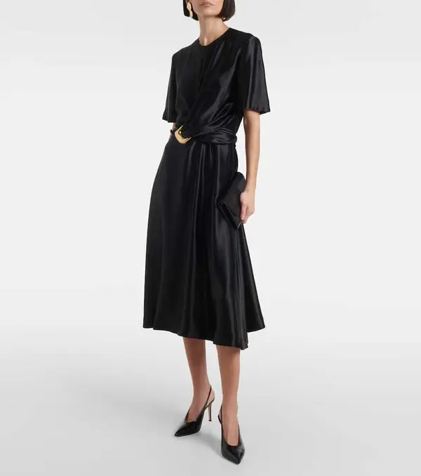 Altuzarra Belted Silk Satin Midi Dress