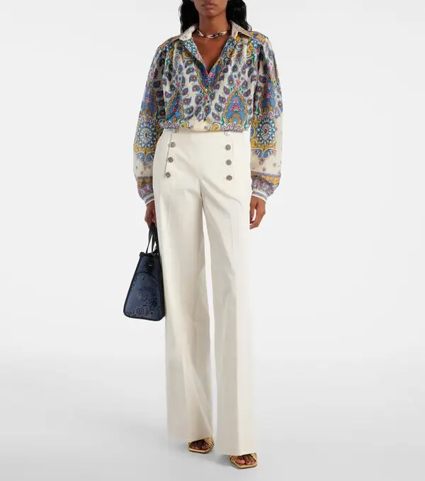 Etro Cotton-blend Wide-leg Trousers