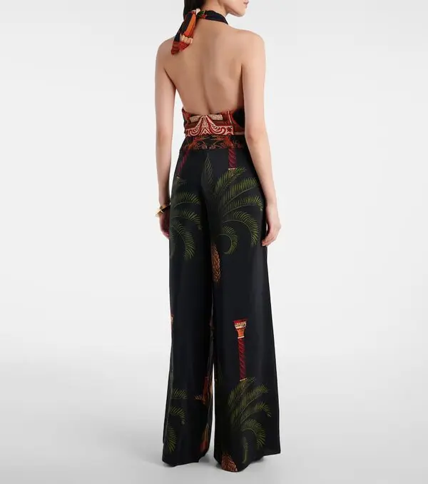 Johanna Ortiz Printed High-rise Wide-leg Pants