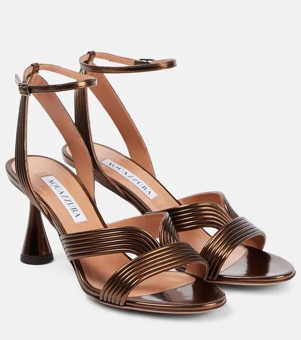 AQUAZZURA Daryl 75 Leather Sandals - Brown