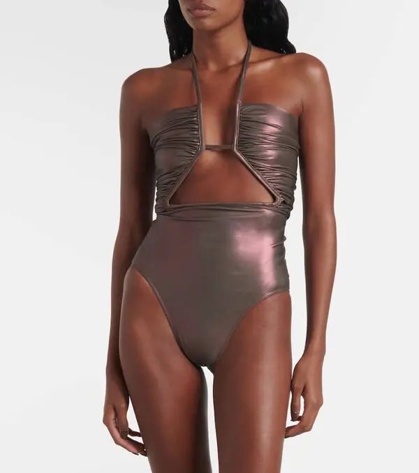 Rick Owens Metallic Halterneck Swimsuit