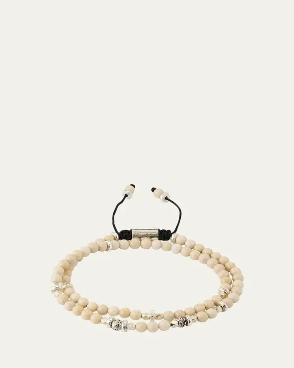 JAN LESLIE Bone And Sterling Silver Beaded Bracelet