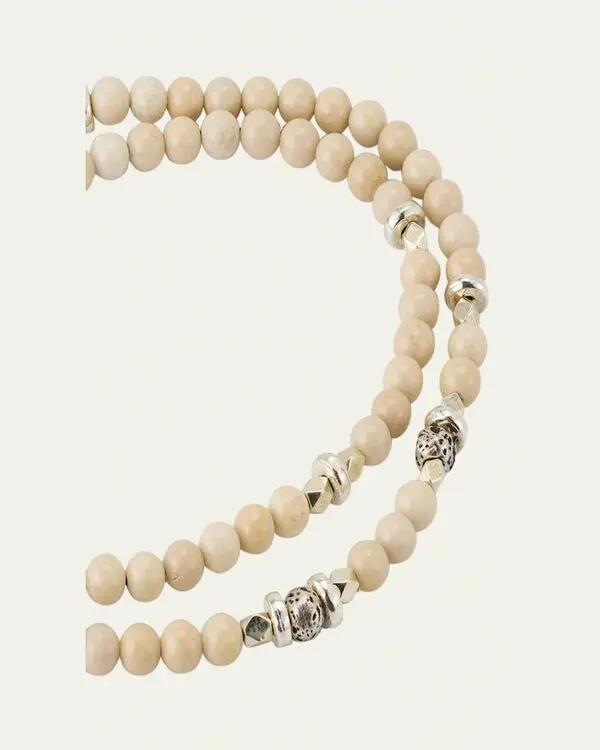 JAN LESLIE Bone And Sterling Silver Beaded Bracelet