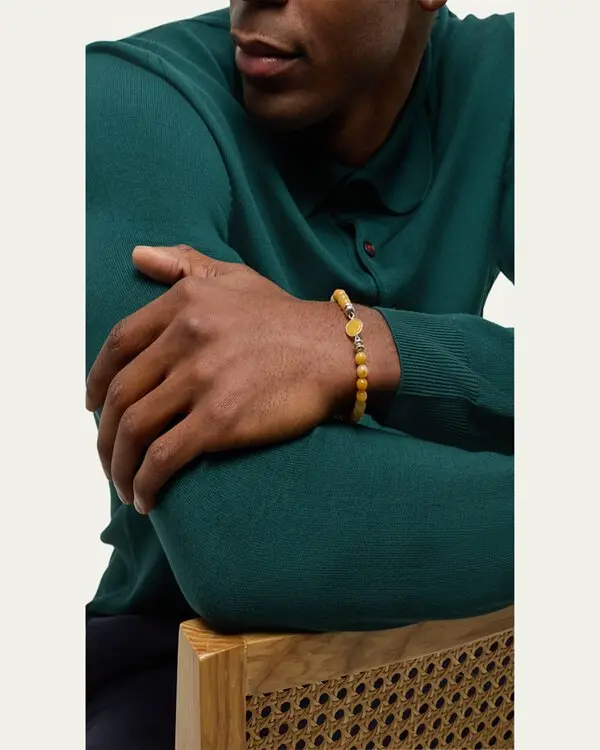 JAN LESLIE Jade And Sterling Silver Beaded Bracelet