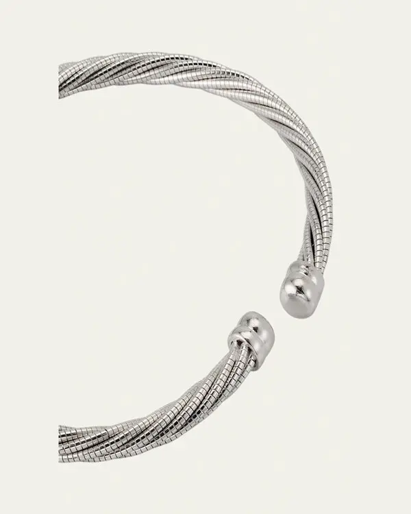 JAN LESLIE Adjustable Sterling And Stainless Steel Twisted Cable Cuff Bracelet