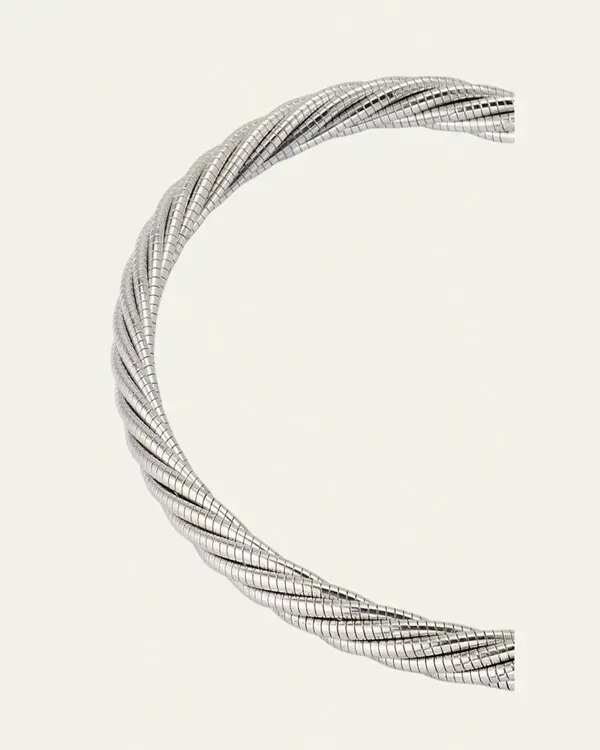 JAN LESLIE Adjustable Sterling And Stainless Steel Twisted Cable Cuff Bracelet