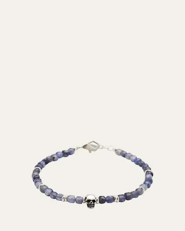 JAN LESLIE Gemstone Skull Beaded Bracelet - Rutilated