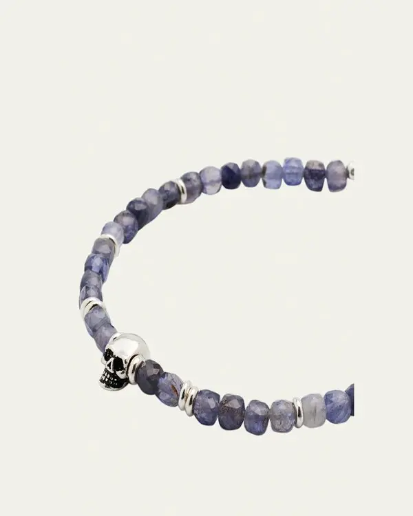 JAN LESLIE Gemstone Skull Beaded Bracelet - Rutilated