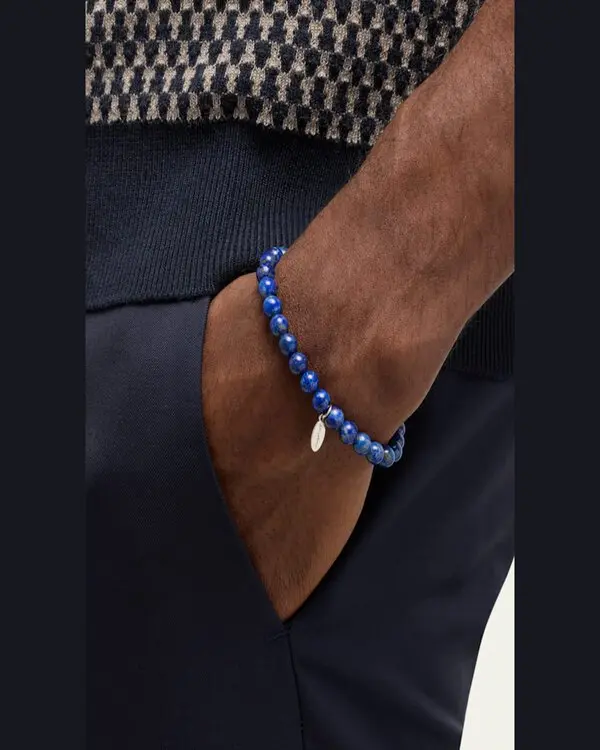 JAN LESLIE Lapis Lazuli Beaded Stretch Bracelet