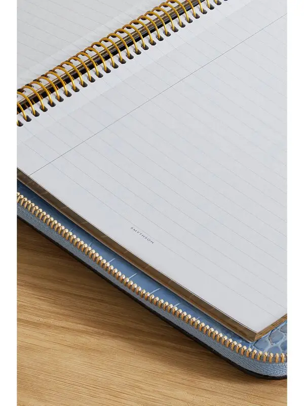 Smythson Mara Croc-effect Leather Writing Folder