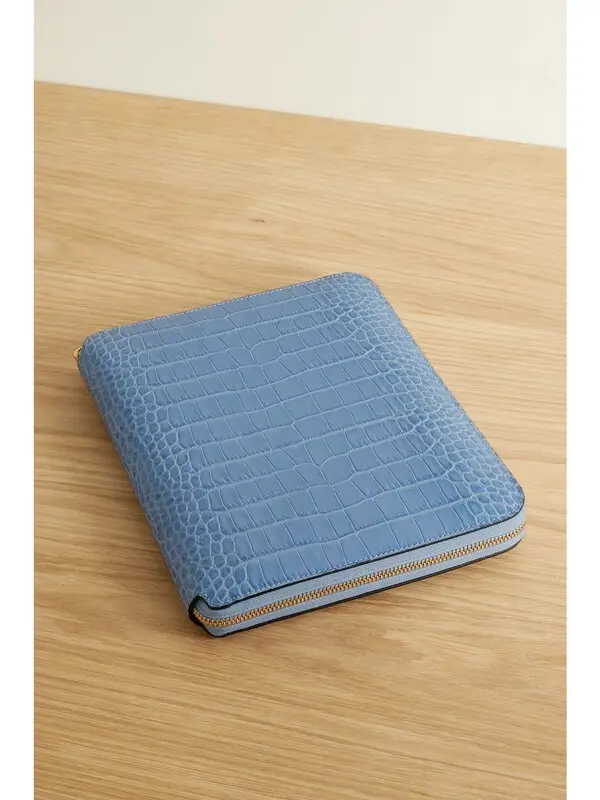 Smythson Mara Croc-effect Leather Writing Folder