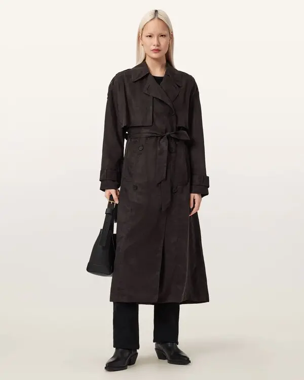 ALLSAINTS Linnie Lightweight Trench Coat - Brown