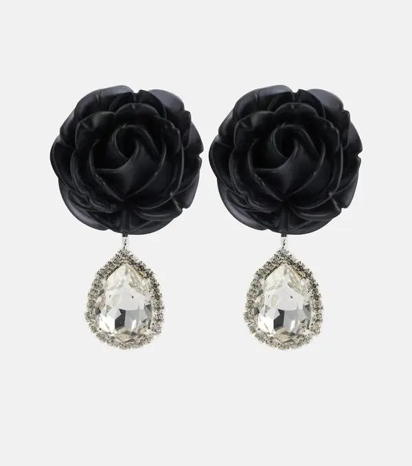 Magda Butrym Mini Rose Crystal-embellished Drop Earrings - Black