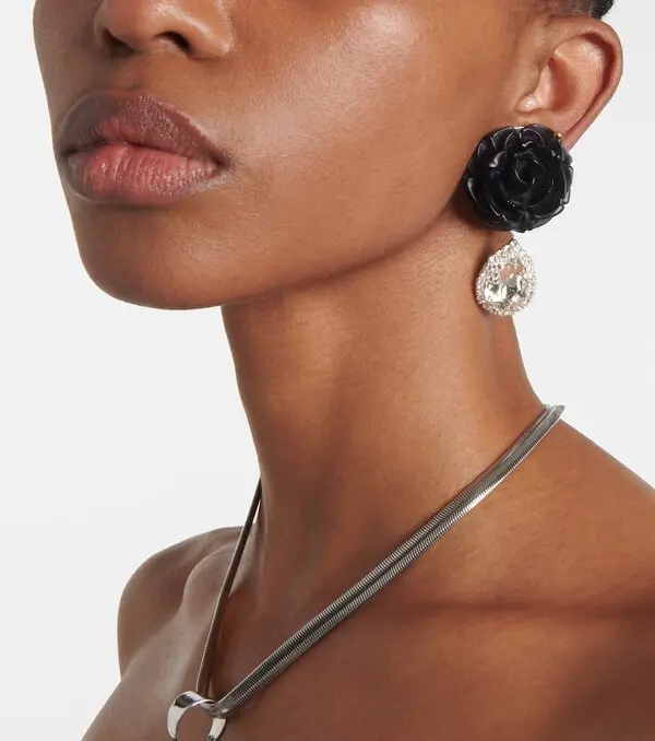 Magda Butrym Mini Rose Crystal-embellished Drop Earrings