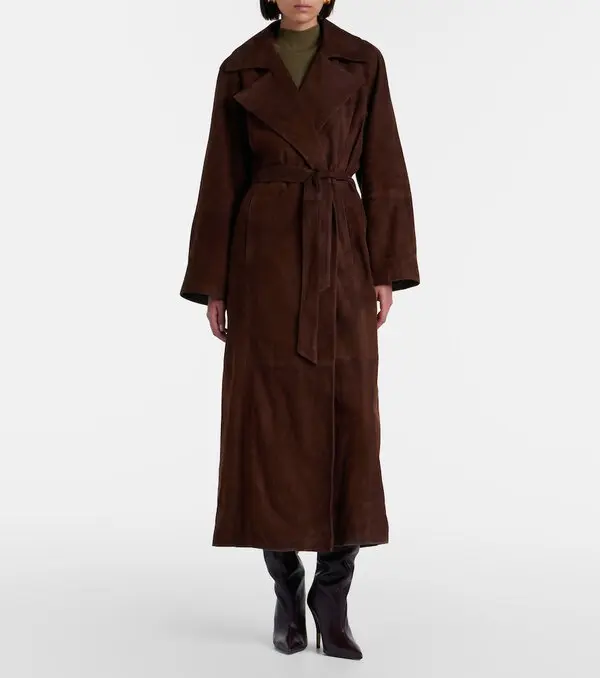 Nour Hammour Althea Suede Wrap Coat