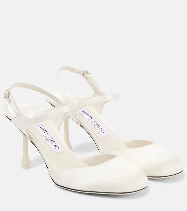 JIMMY CHOO Pixie 80 Satin Pumps - White