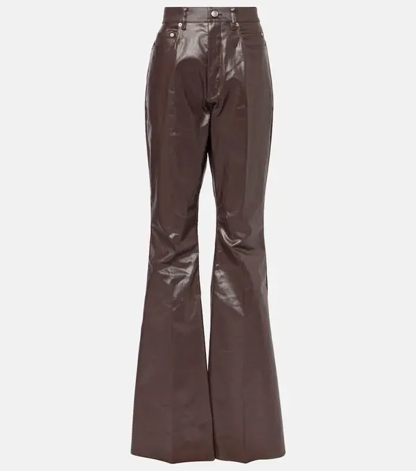 Rick Owens High-rise Coated Canvas Straight Pants - Brown