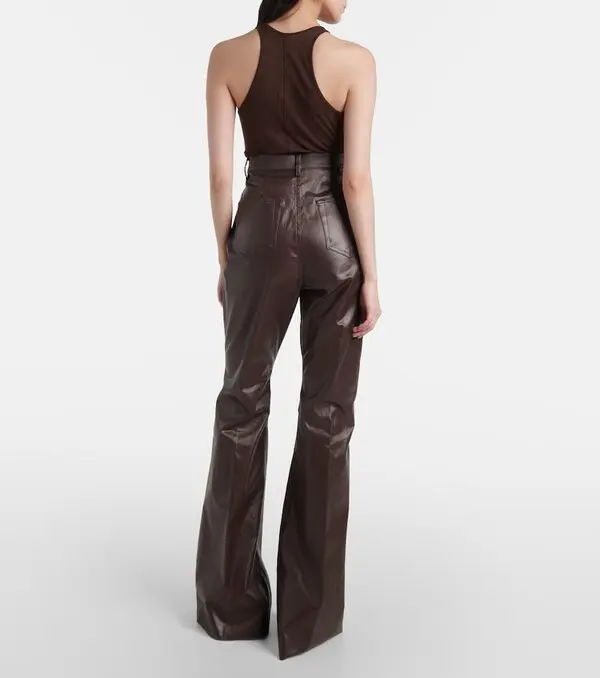 Rick Owens High-rise Coated Canvas Straight Pants