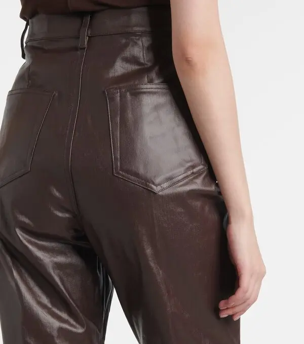 Rick Owens High-rise Coated Canvas Straight Pants