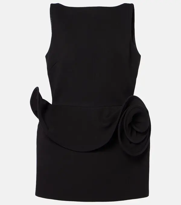 Magda Butrym Floral-appliqué Ruffled Mini Dress - Black