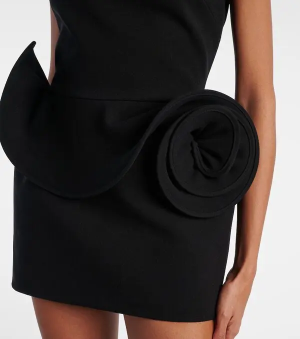 Magda Butrym Floral-appliqué Ruffled Mini Dress - Black